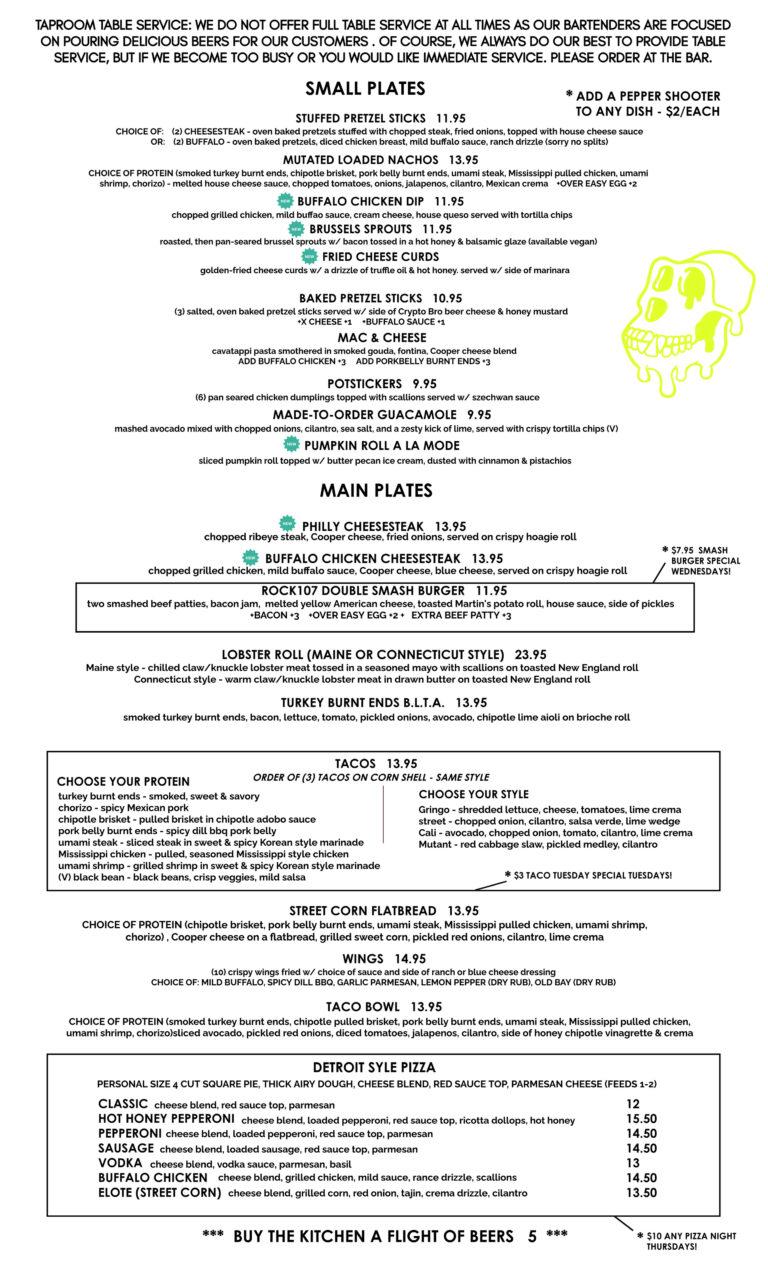 Menu - Mutant Brewing